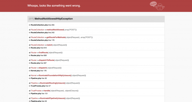 Production Server 'da MethodNotAllowedHttpException | Baran.